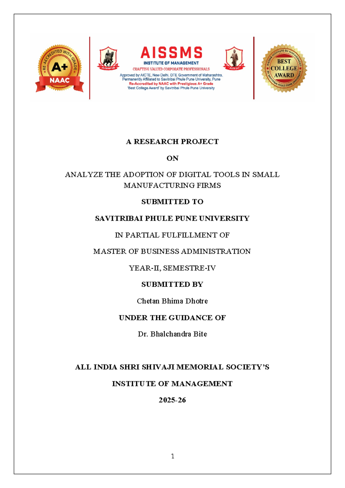 MBA Research Project: Analyzing Digital Tool Adoption in Small ...