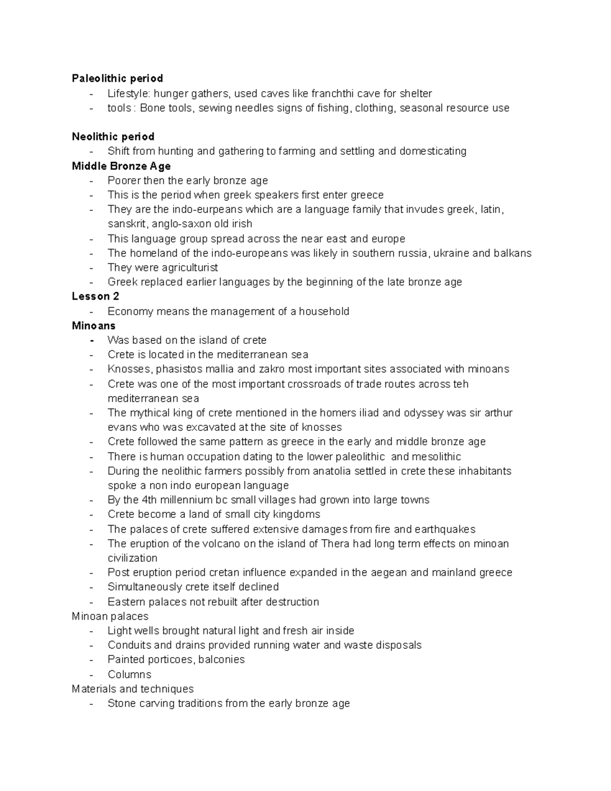 AR104 Midterm Study Guide: Ancient Civilizations from Paleolithic to ...