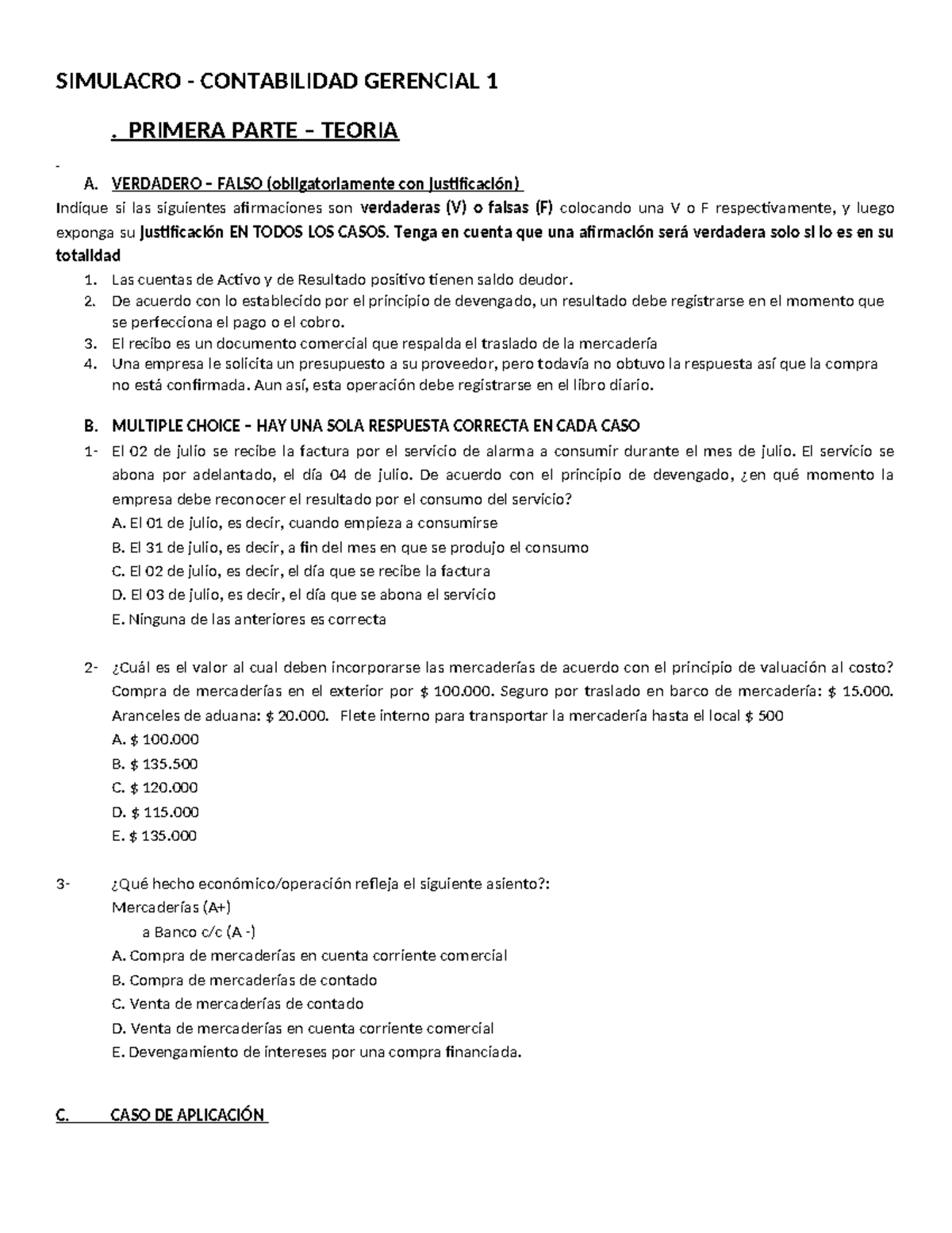 Simulacro 1er Parcial Contabilidad 1: Teoría y Práctica - Studocu
