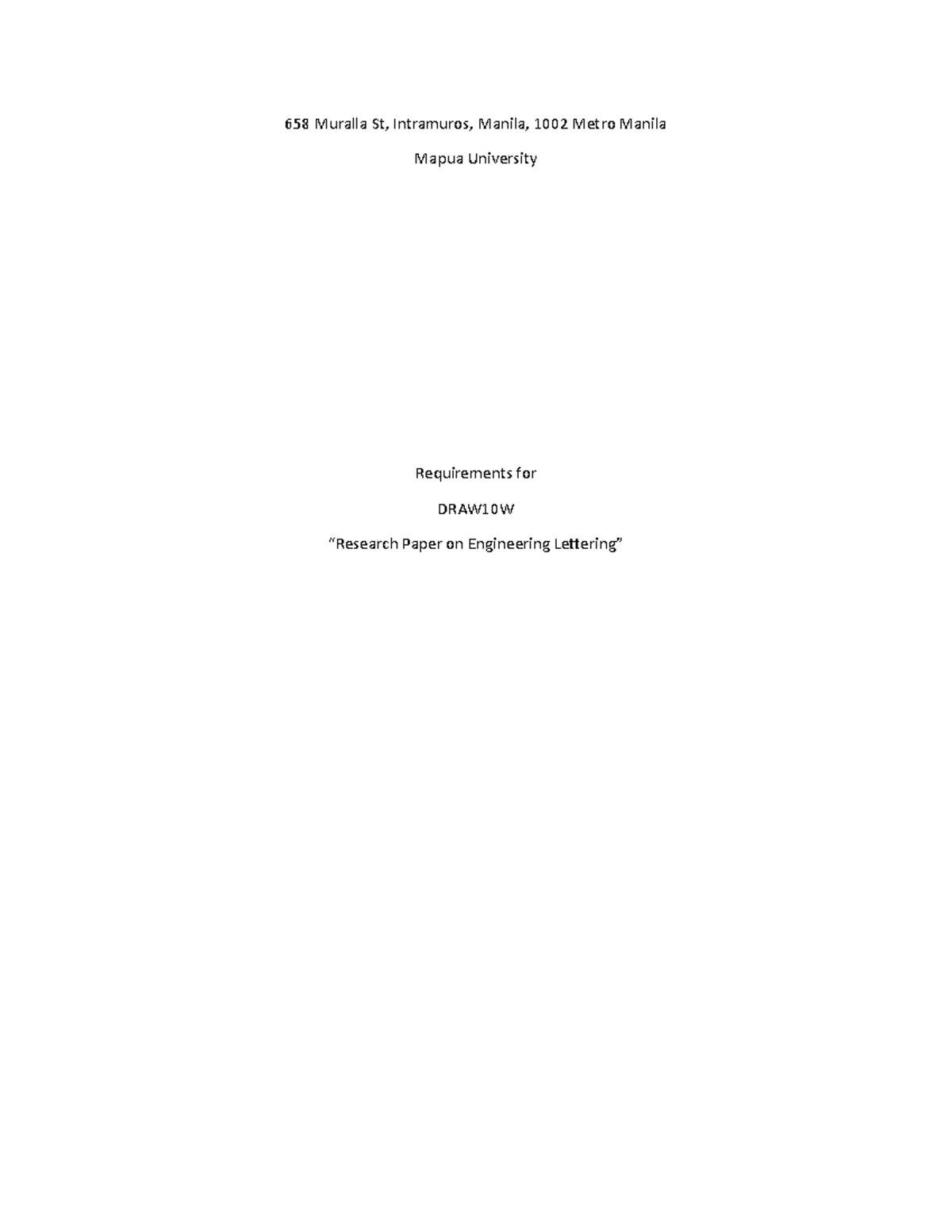 DRAW10W Final Research Paper on Engineering Lettering Techniques - Studocu