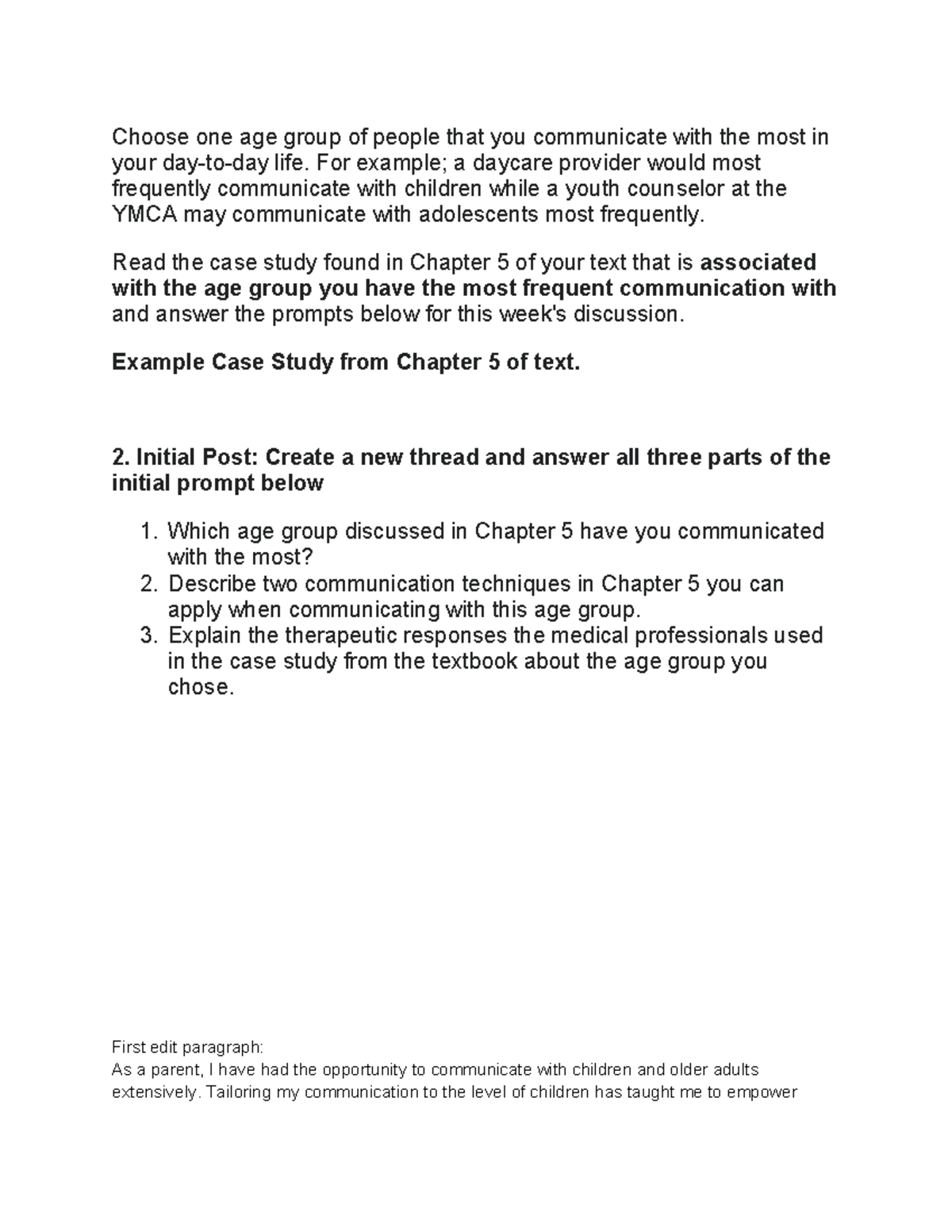 Week 4 Discussion & Responses - Age Group Communication Insights - Studocu