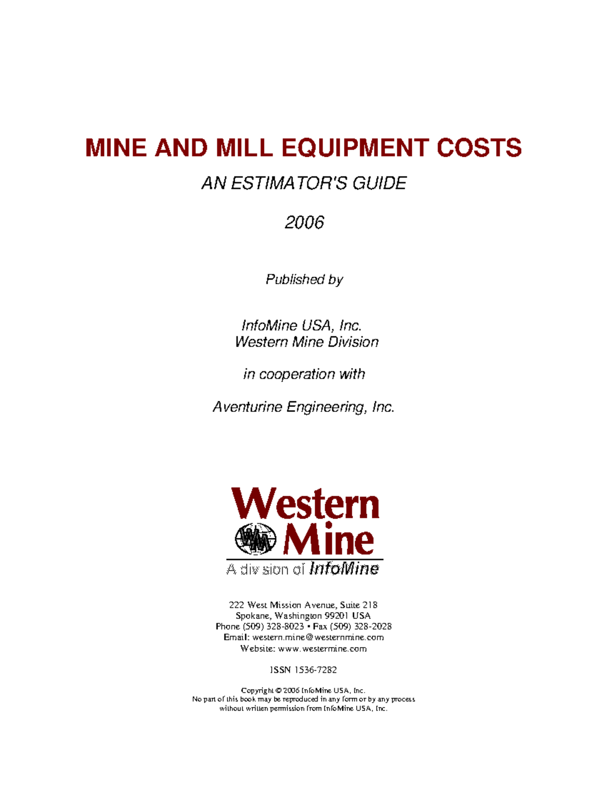 Cost Estimating Methodology for Mining Equipment (MINE 2006) - Studocu