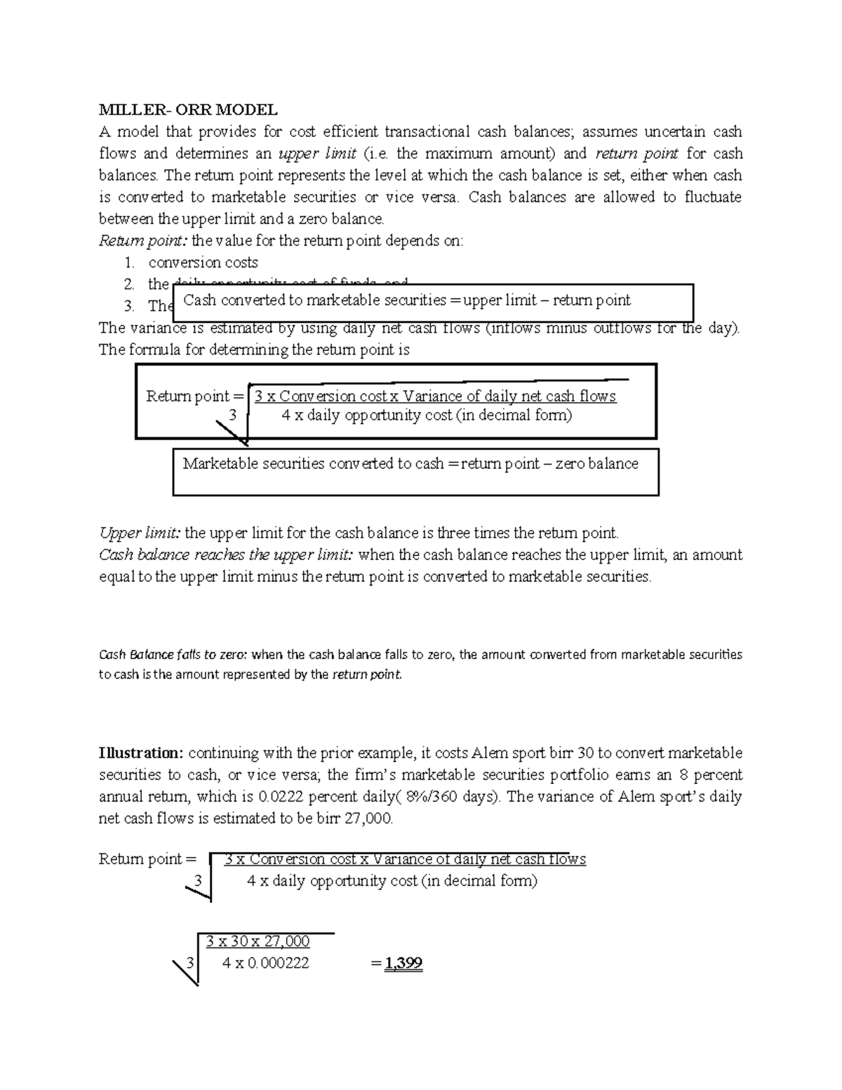 ORR MODEL: Cost-Efficient Cash Management Techniques and Float Analysis ...