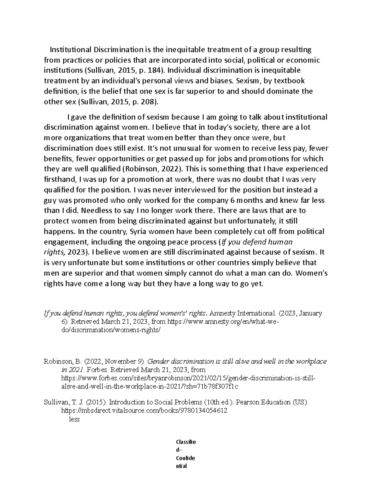 Discussion 4: Analyzing Institutional Discrimination Against Women ...