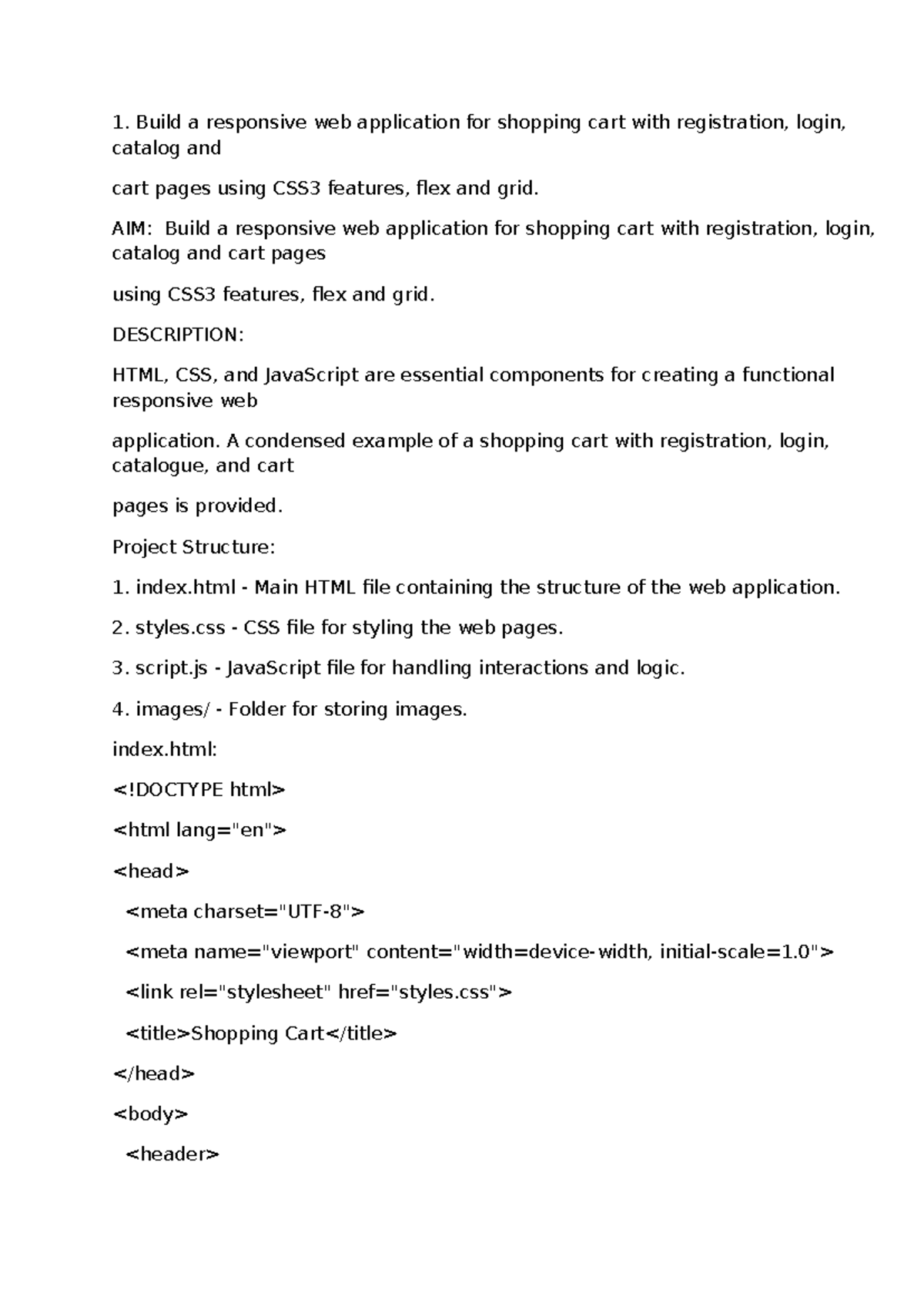 CS101: Responsive Web App Dev - Shopping Cart Practice Material - Studocu