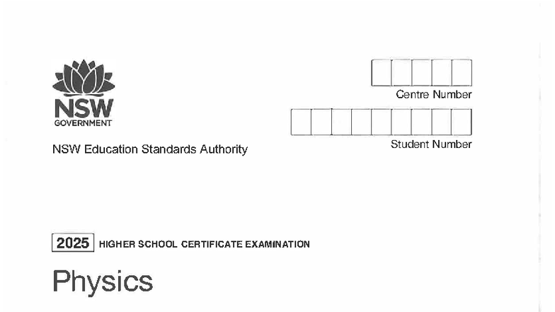 2025 HSC Physics Exam: General Instructions & Section Details - Studocu