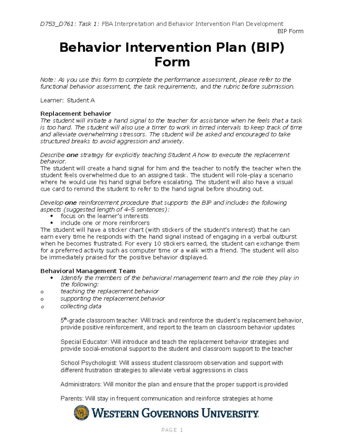 D753_D761: Task 1 - FBA Interpretation & Behavior Intervention Plan ...