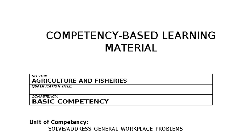 CBLM Basic UC 3: Addressing General Workplace Problems - Studocu