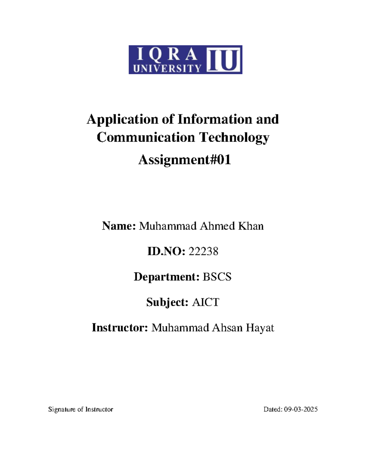 AICT 101: Application of Information and Communication Technology - Studocu