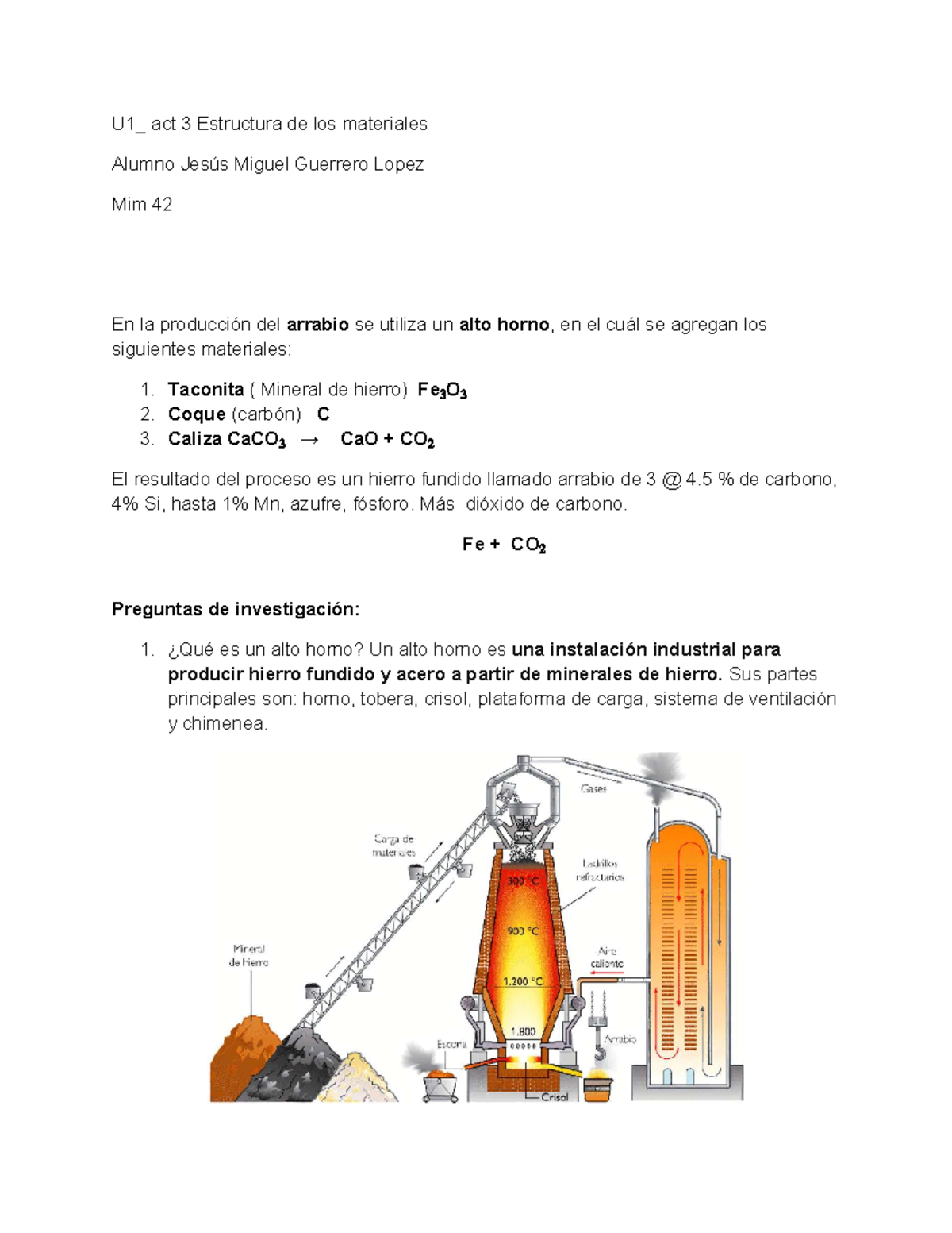 U1 Actividad de Aprendizaje: Estructura de Materiales y Arrabio - Studocu