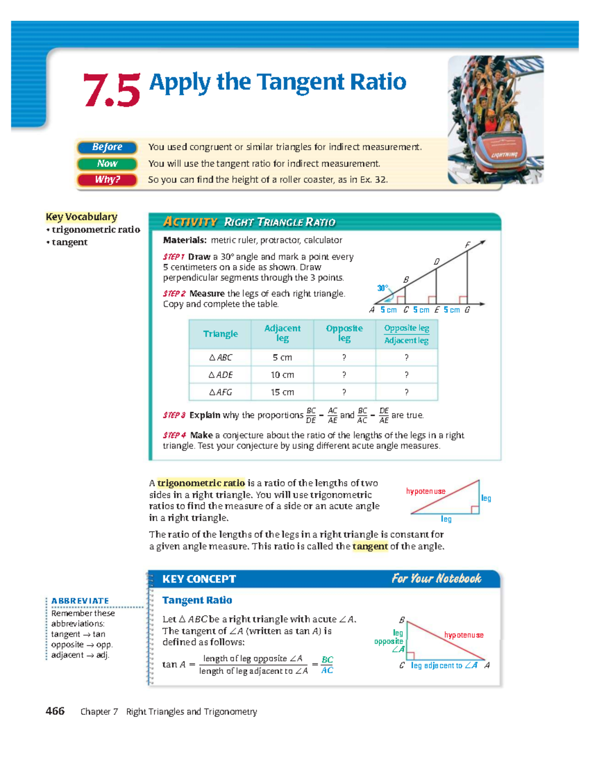 7.5 Applying the tangent ratio for indirect measurement in triangles ...