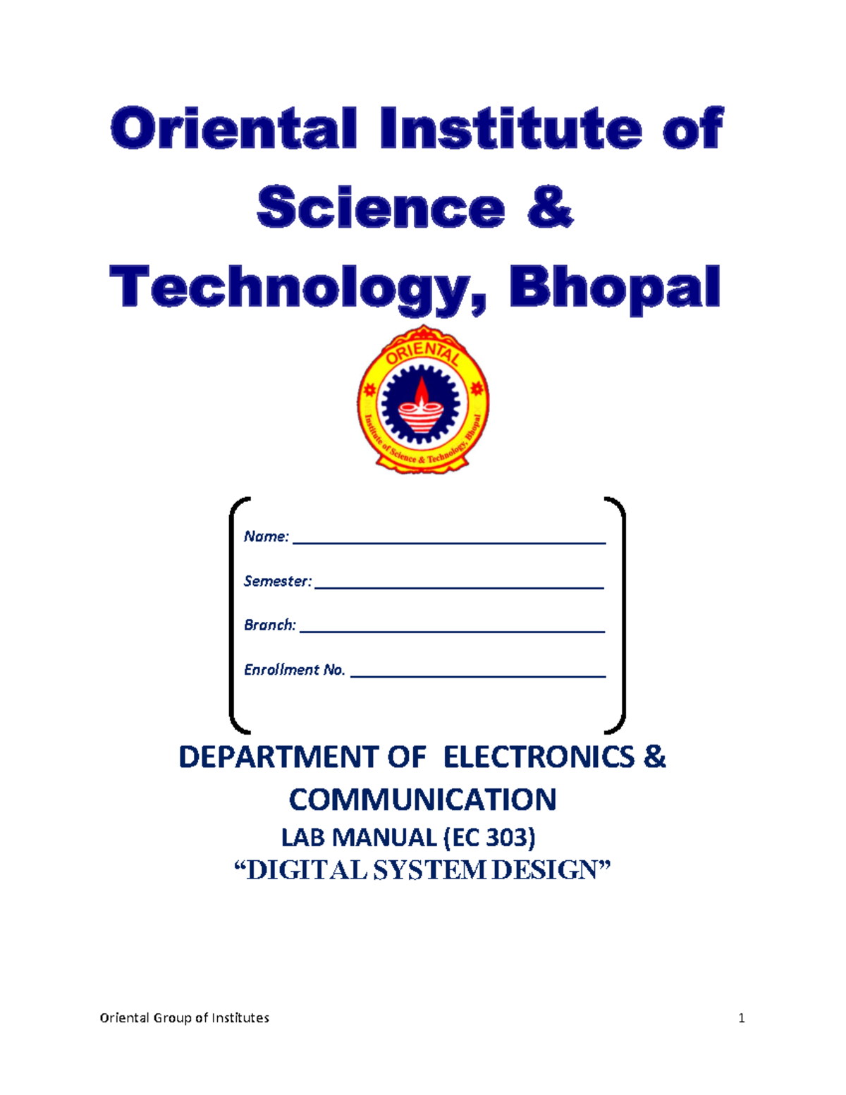 EC 303 Lab Manual: Logic Gates & Circuits Experiments - Studocu