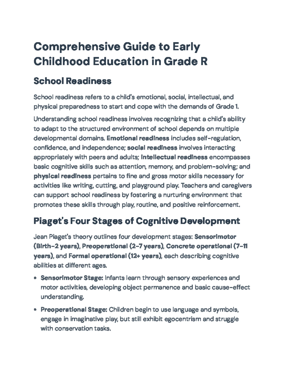 Comprehensive Guide to Grade R Education & Development Strategies - Studocu