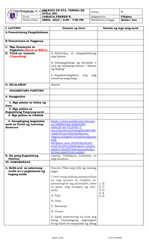 DLP Template 2024-2025: Lesson Plan for Grades 1-12 - Studocu