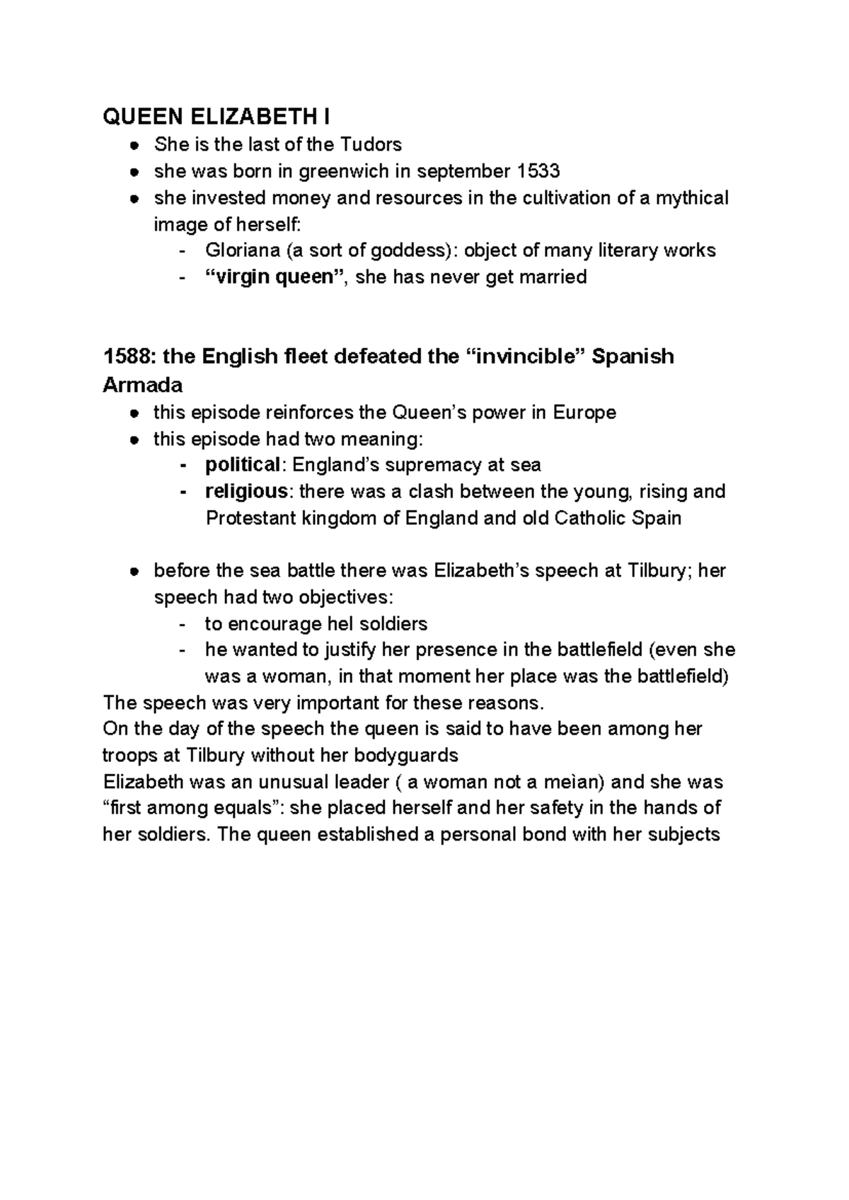 QUEEN ELIZABETH I: A Study of Her Leadership and Legacy - Studocu