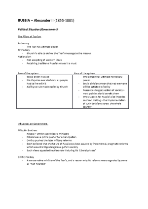 Russia 1855-1964 Revision Pack - Tsarist and Communist Russia Revision ...