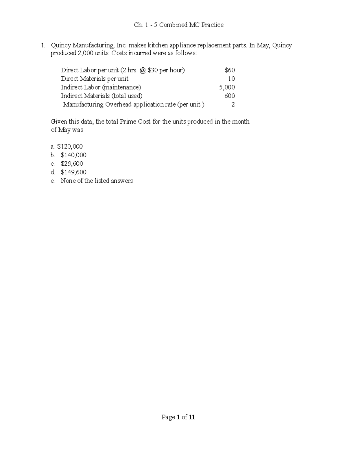 2025 Fall Ch. 1-5 Combined MC Practice Questions and Solutions - Studocu