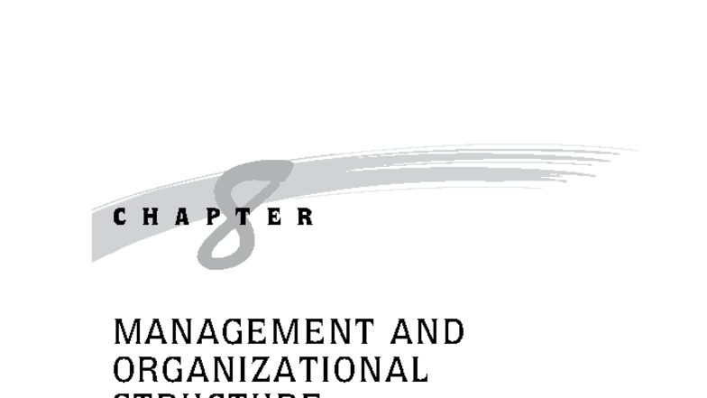 TB plan chapter 8 - ####### 189 ManageMent and OrganizatiOnal Structure ...