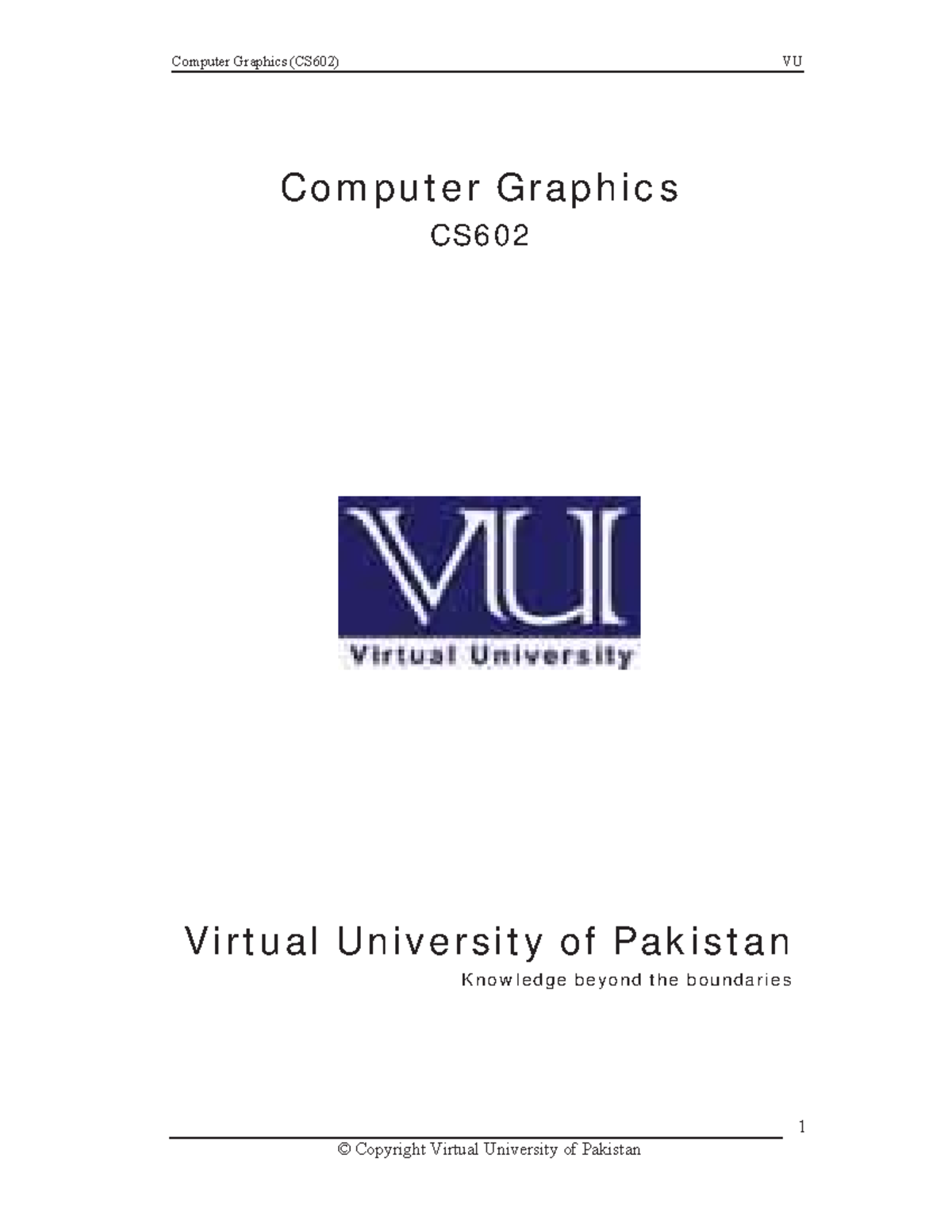 Computer Graphics Lecture Notes (CS602) - Updated Handouts - Studocu