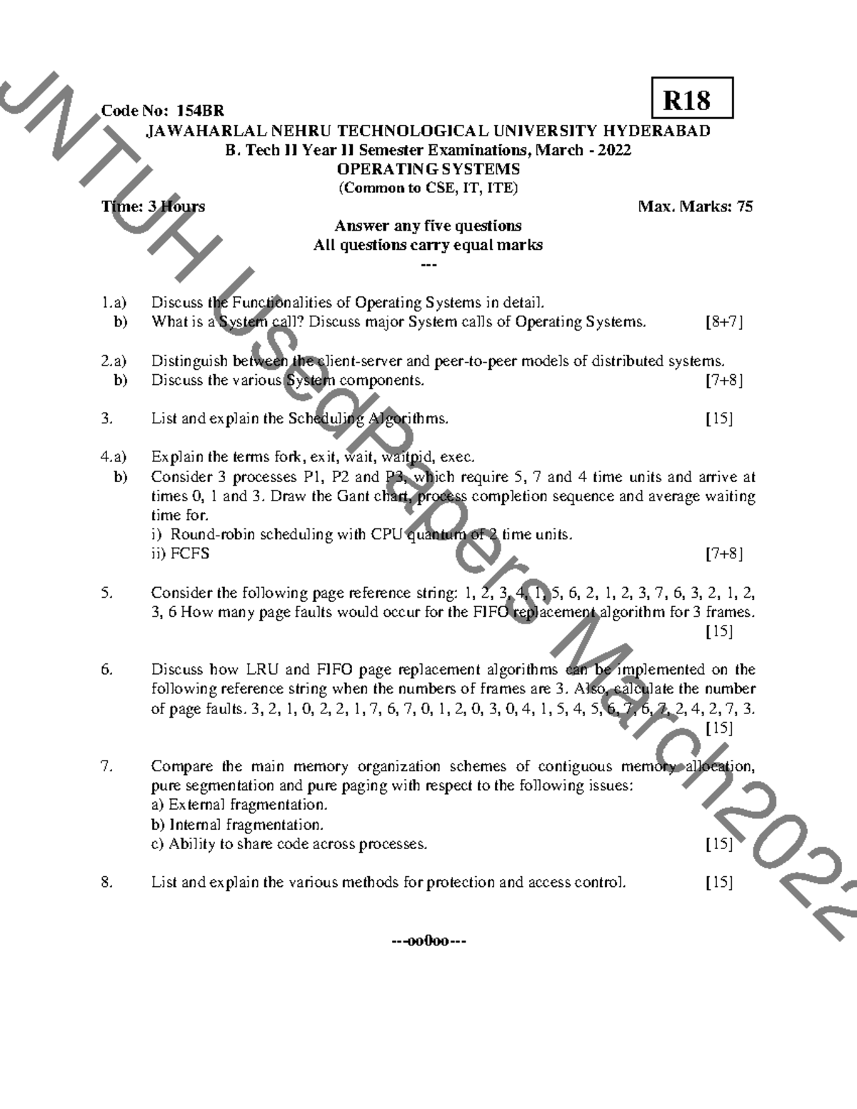 March 2022 OS - Important Questions & Previous Years' Papers (154BR ...