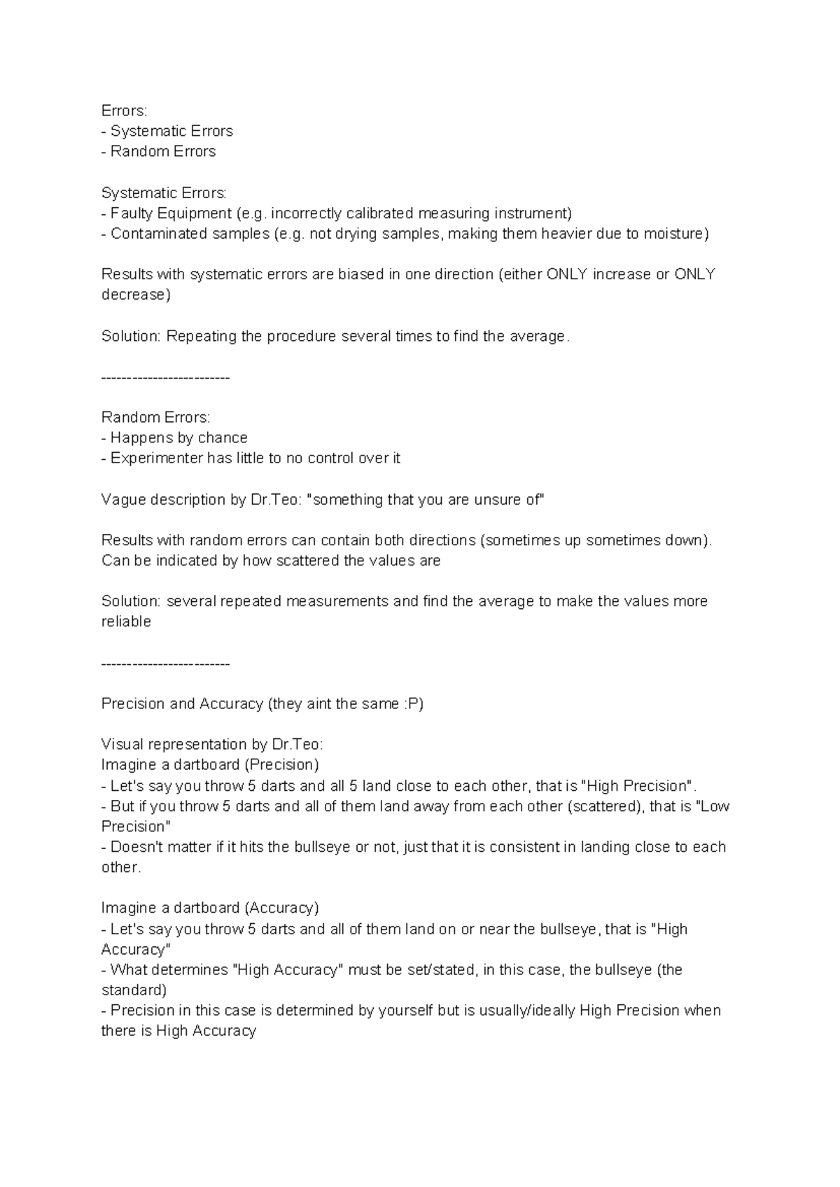 Chemistry CH3: Understanding Systematic and Random Errors - Studocu