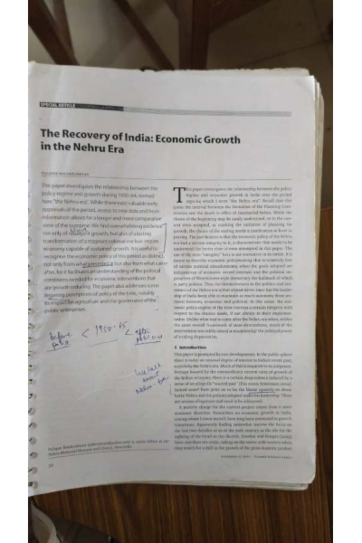The Recovery of India: Economic Growth in the Nehru Era (ECO 101) - Studocu