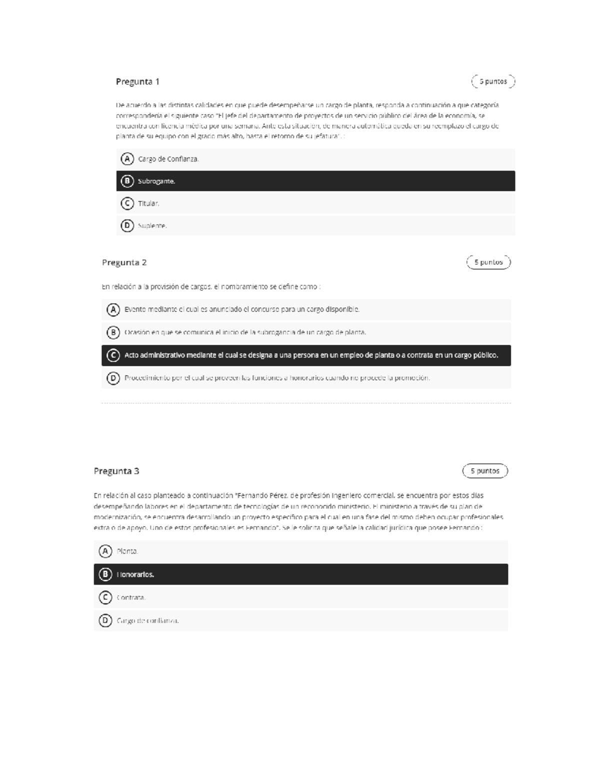 Examen Final Estatuto Administrativo - Preguntas y Respuestas - Studocu