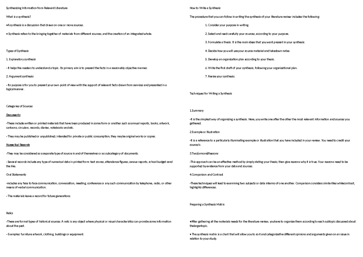 Synthesizing-Information-from-Relevant-Literature-Clean DAVE ...