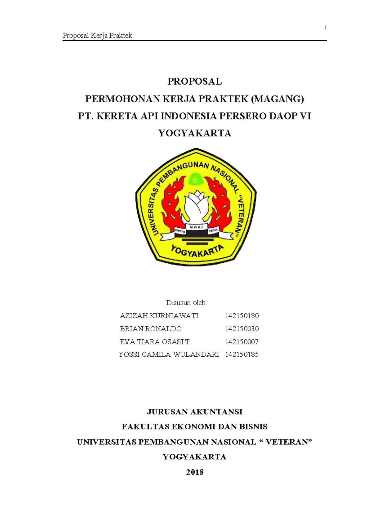 Proposal Kerja Praktek Akuntansi di PT Kereta Api Indonesia DAOP VI ...