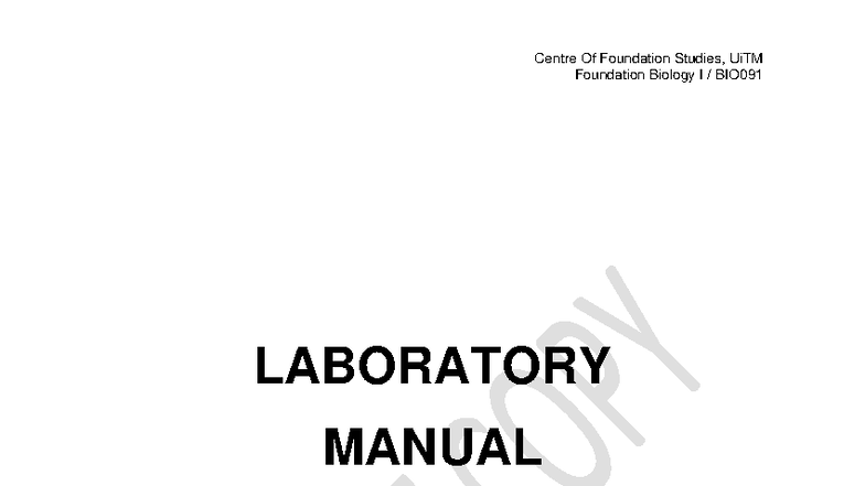 BIO091 Laboratory Manual: Foundation Biology I Practical Guide - Studocu