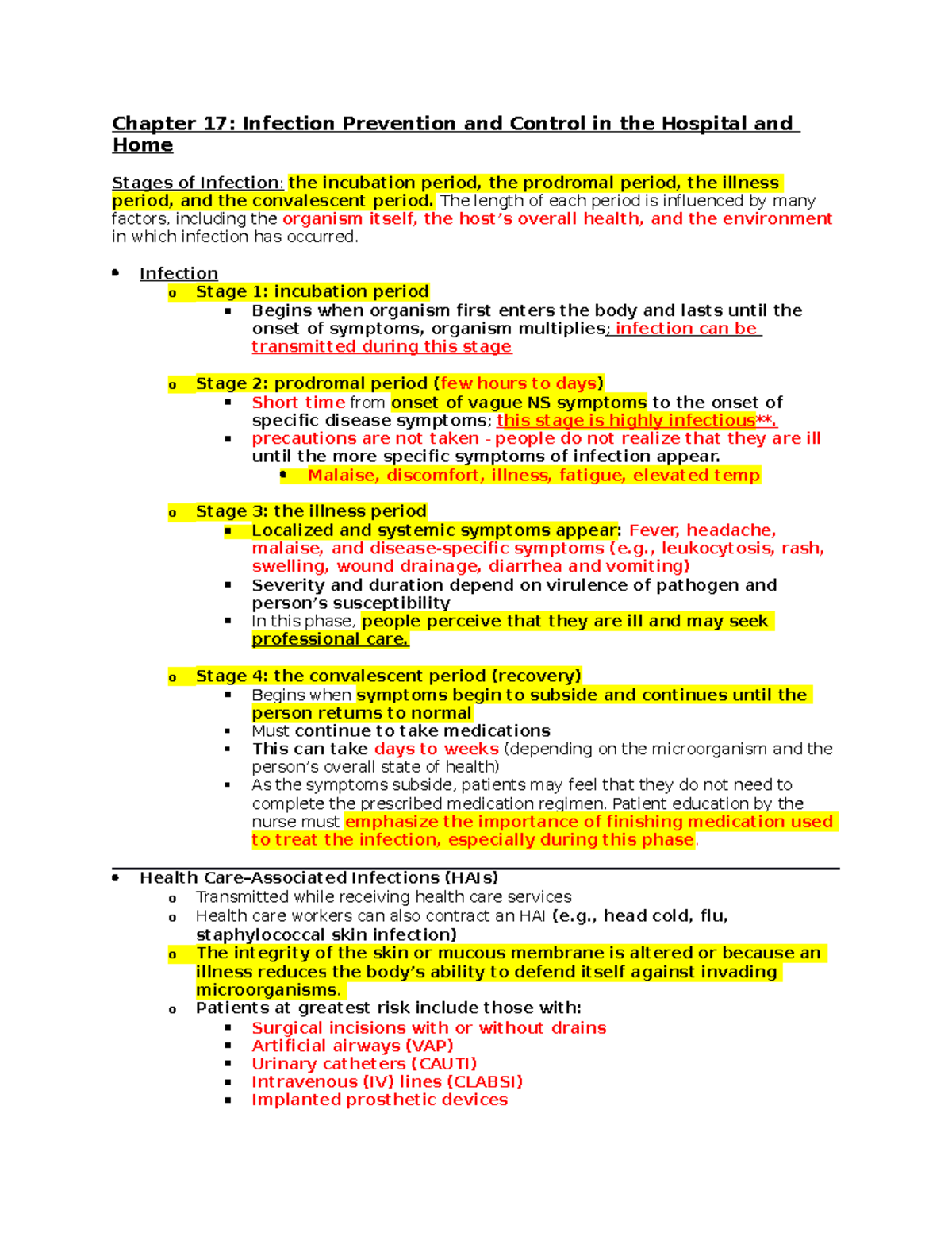 Chapter 17: Infection Prevention & Control - Lecture Notes - Studocu