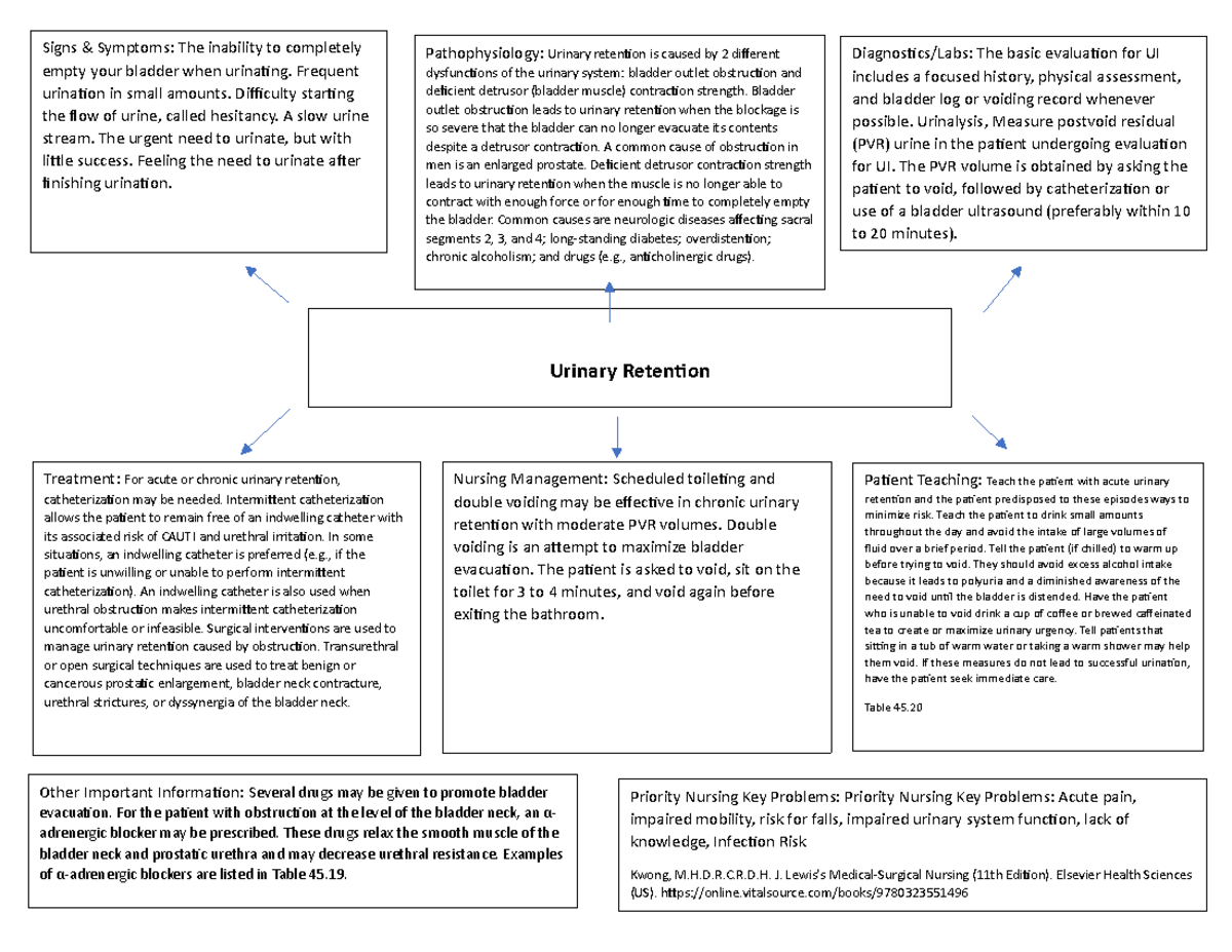 Pathophysiology Map: Urinary Retention Causes & Treatments - Studocu
