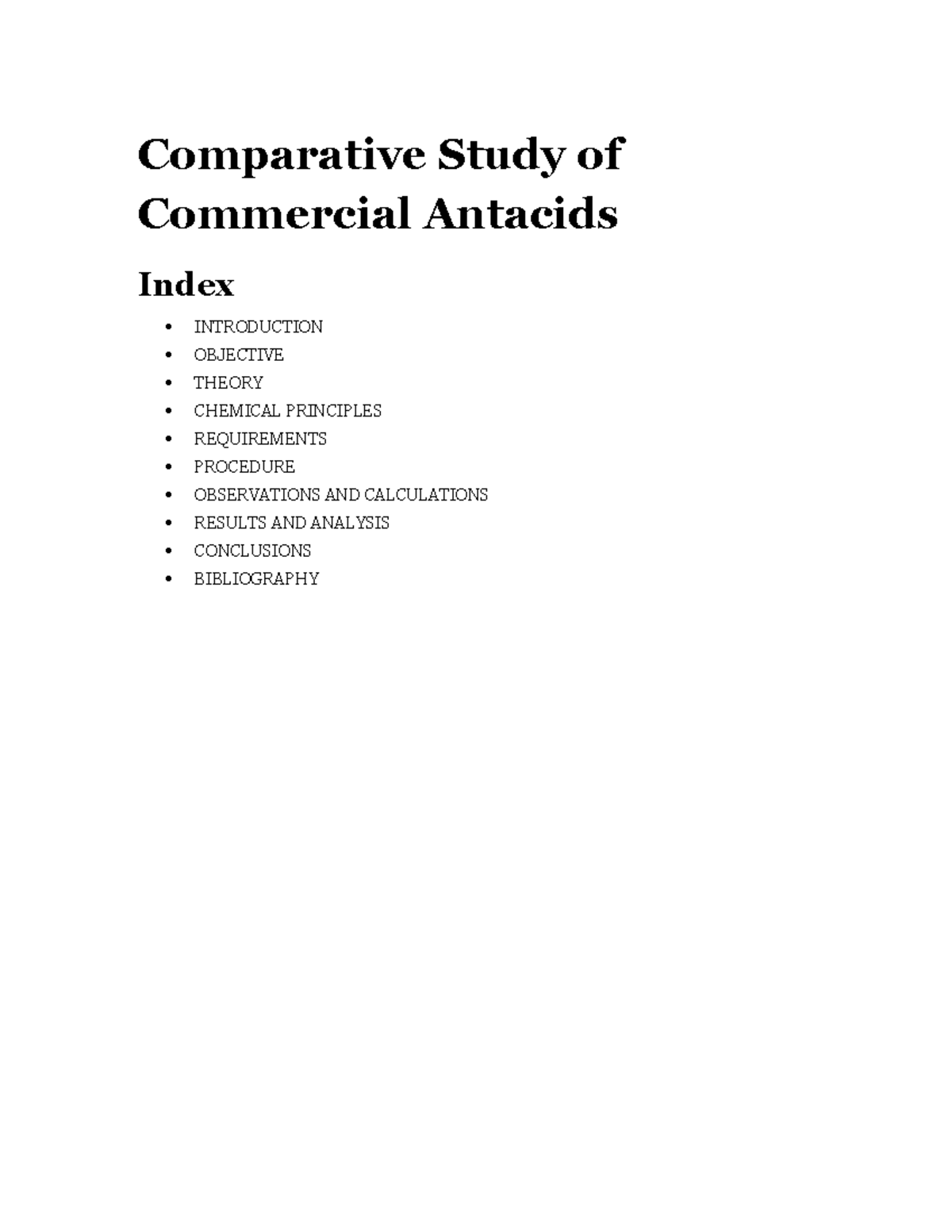Comparative Study of Commercial Antacids: Effectiveness Analysis - Studocu