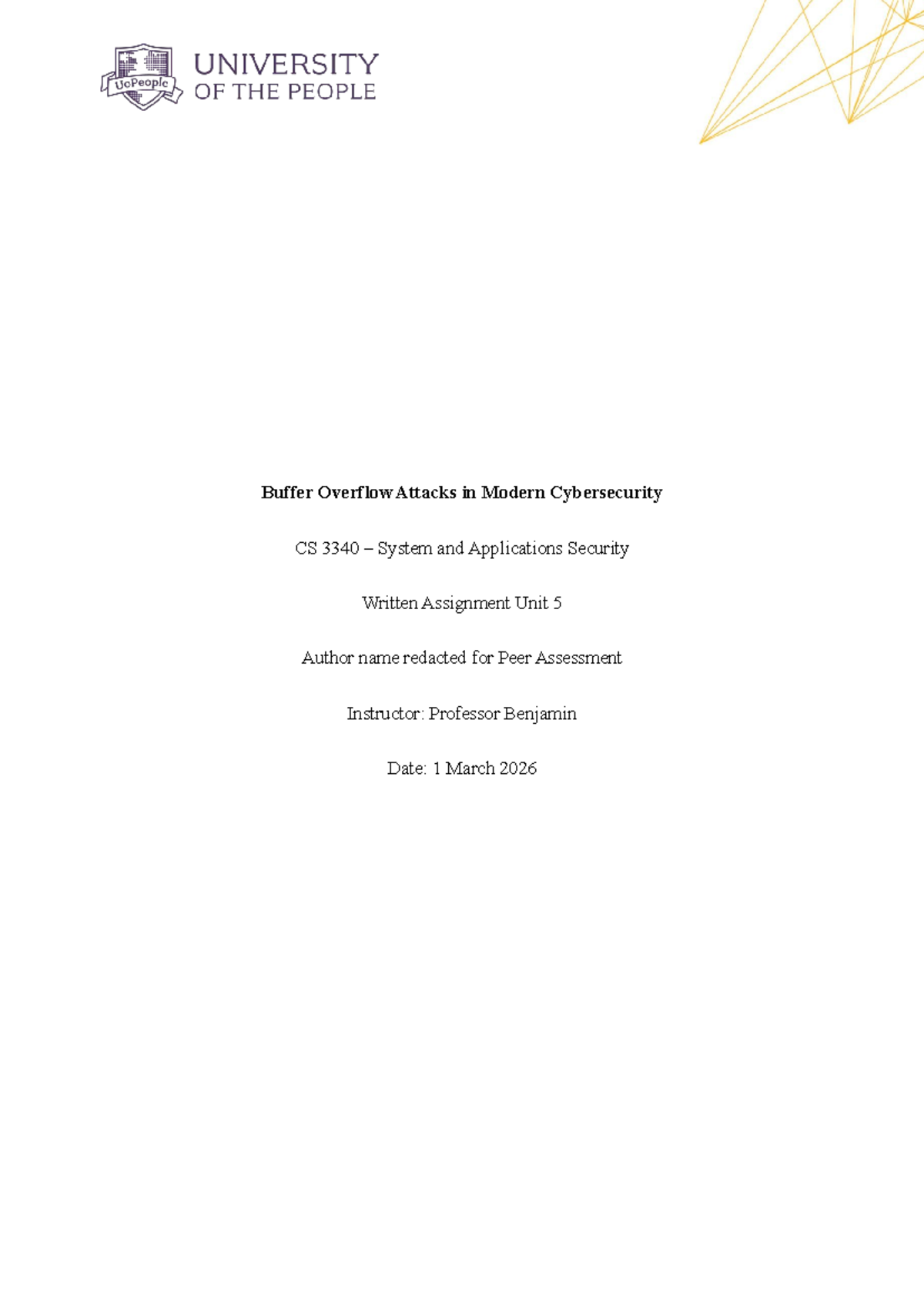 Buffer Overflow Attacks in Modern Cybersecurity: CS 3340 Written ...