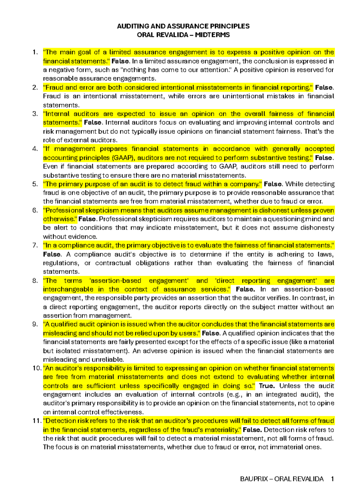 AUDITING AND ASSURANCE PRINCIPLES BAUPRIX ORAL REVALIDA MIDTERMS - Studocu