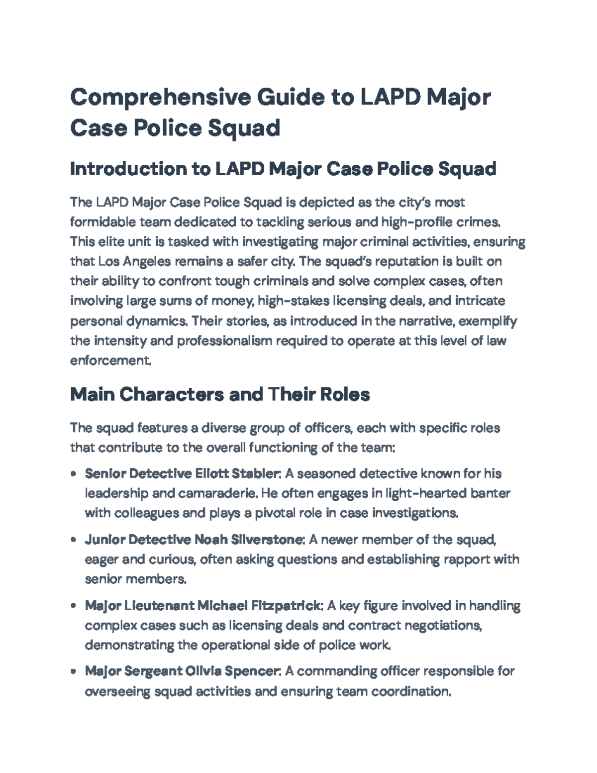 LAPD Major Case Police Squad Overview: Structure & Team Dynamics - Studocu
