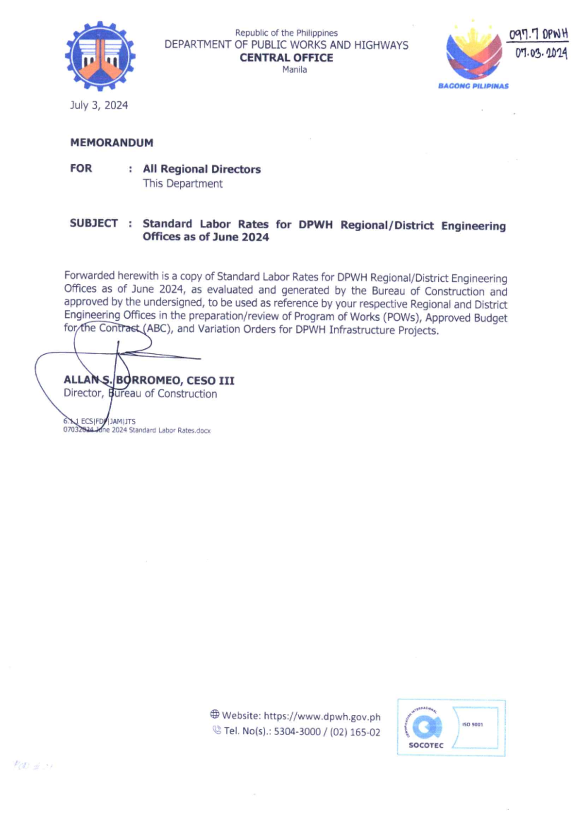 Standard Labor Rates for DPWH Engineering Offices (July 2024) - Studocu