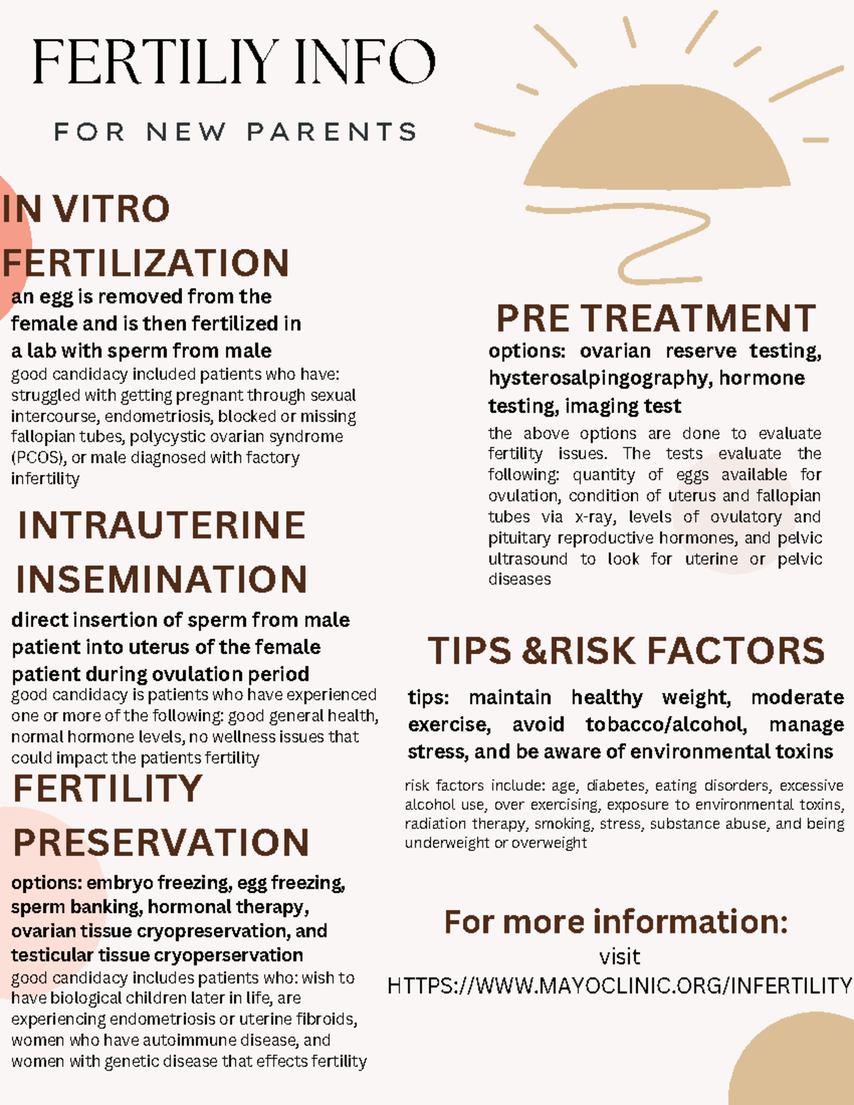Fertility Info Sheet for New Parents: IVF and IUI Options - Studocu