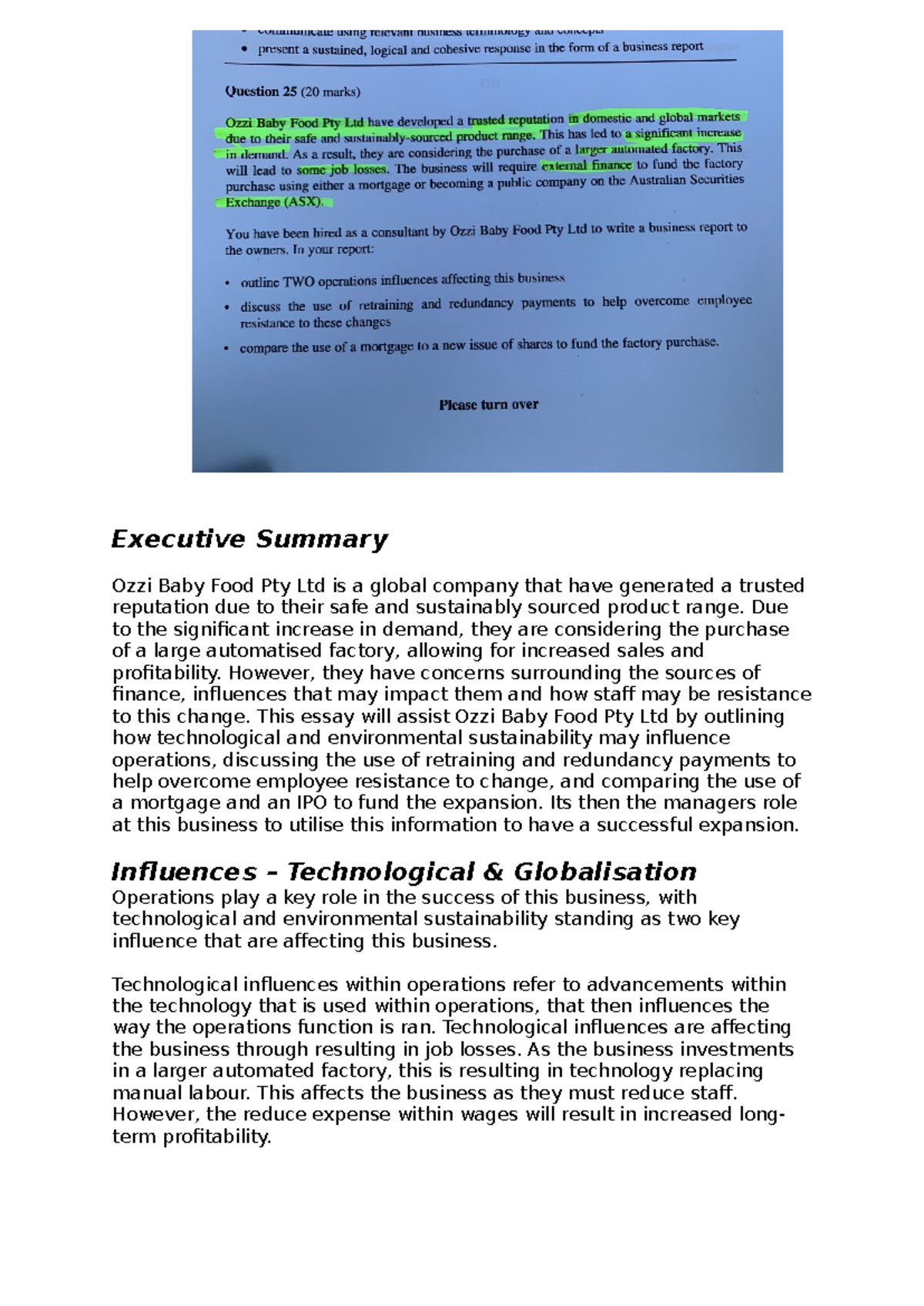 2021 HSC Business Report: Technological & Environmental Impacts on Ozzi ...