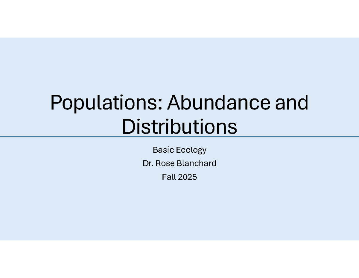 Population Ecology Insights: Abundance & Distribution (ECO 101) - Studocu