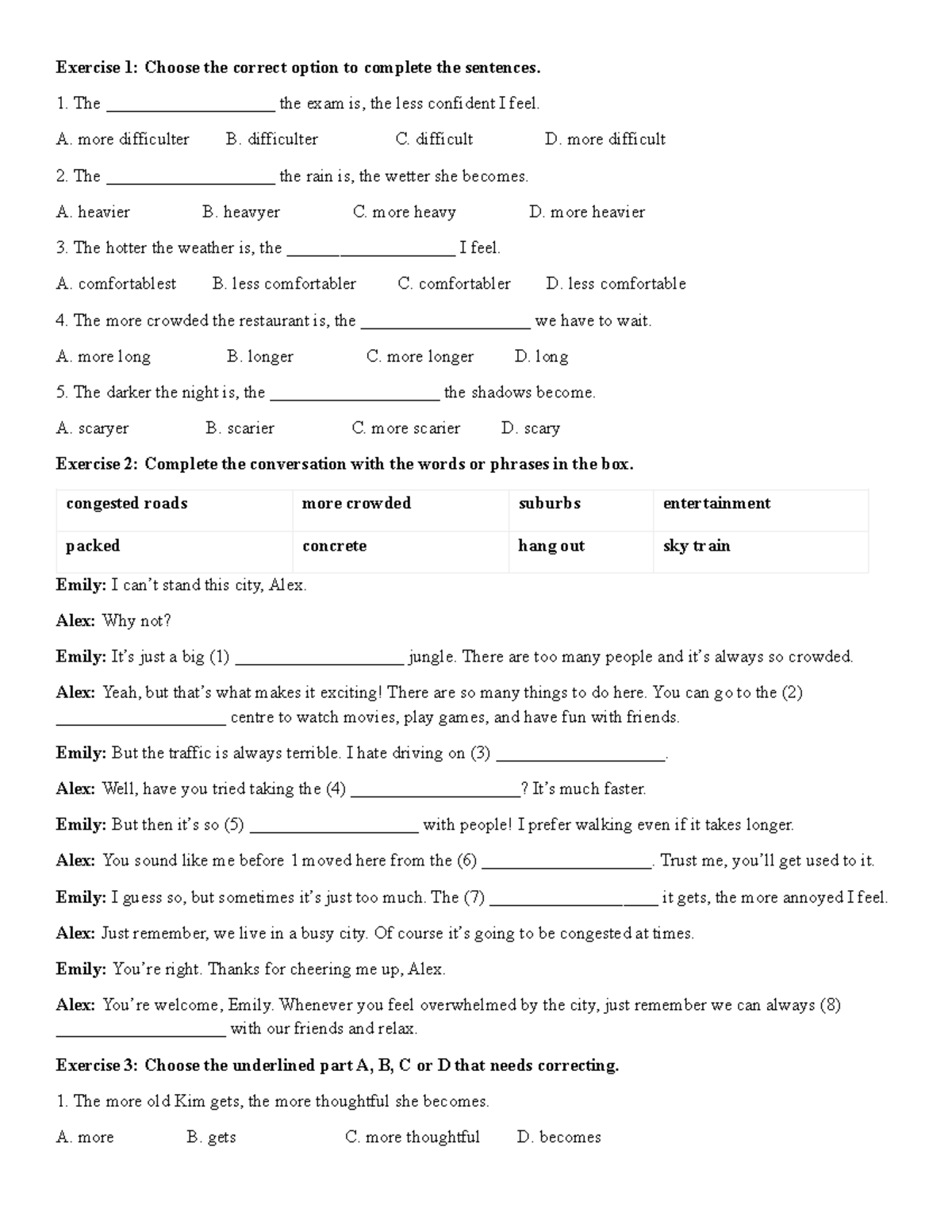 Bài Tập Anh 9 - Unit 2: Câu So Sánh và Hoàn Thành Câu - Studocu