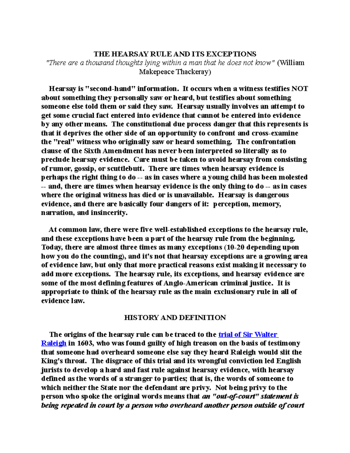 Understanding the Hearsay Rule and Its Key Exceptions (LAW 101) - Studocu