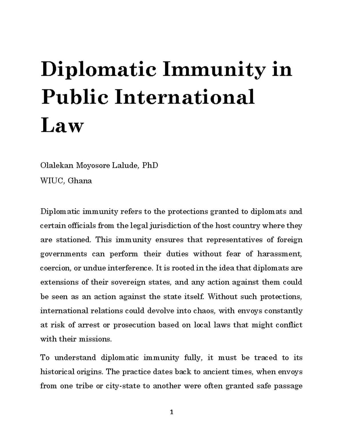 Diplomatic Immunity: Historical Context and Modern Implications in ...