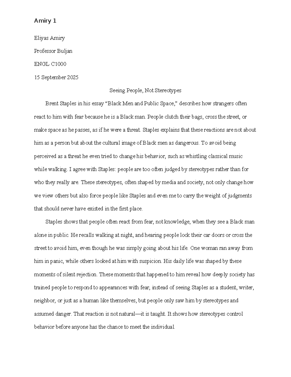 ENGL 15 Essay 1 Draft: Stereotypes and Their Impact on Identity - Studocu