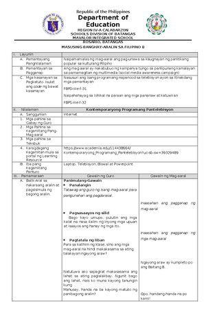 Ekspresyon Lesson plan - MASUSING BANGHAY-ARALIN SA FILIPINO 8 I ...