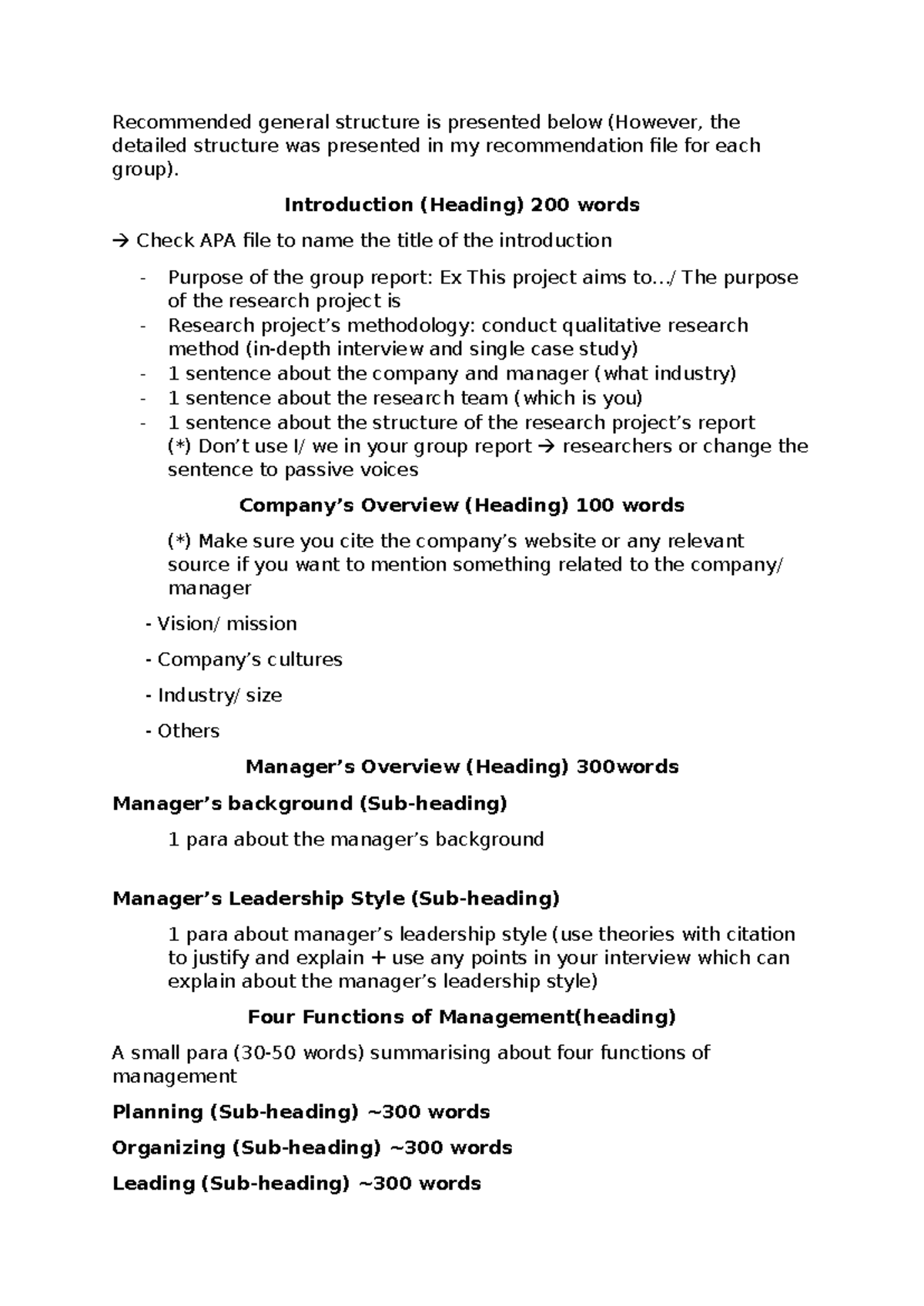 Guideline for Group Project Report Structure (Course Code: XYZ123 ...