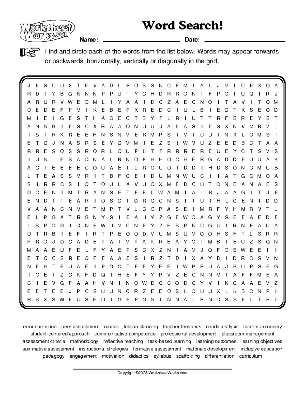 Word Search Activity - Worksheet Works (1) - Studocu