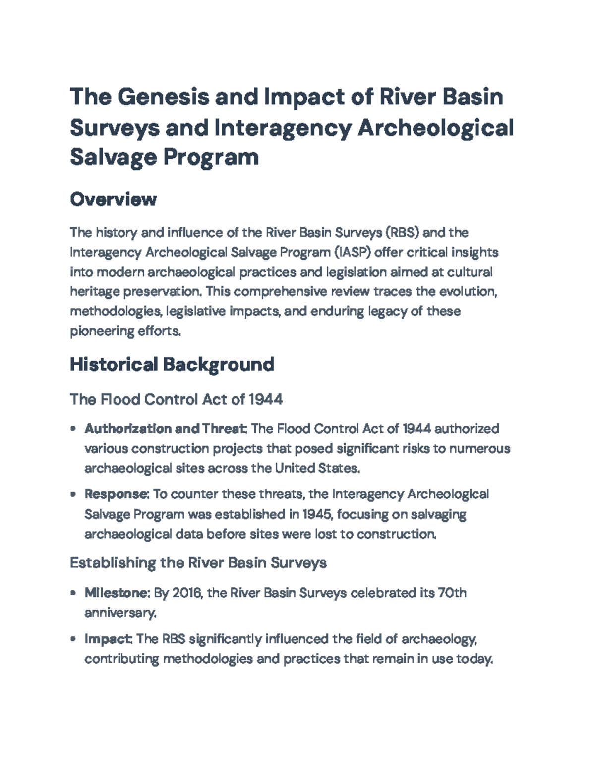 The Genesis and Impact of River Basin Surveys: An In-Depth Review - Studocu
