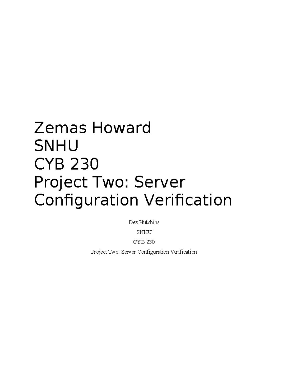 CYB 230 Project Two: Server Configuration Verification Report - Studocu