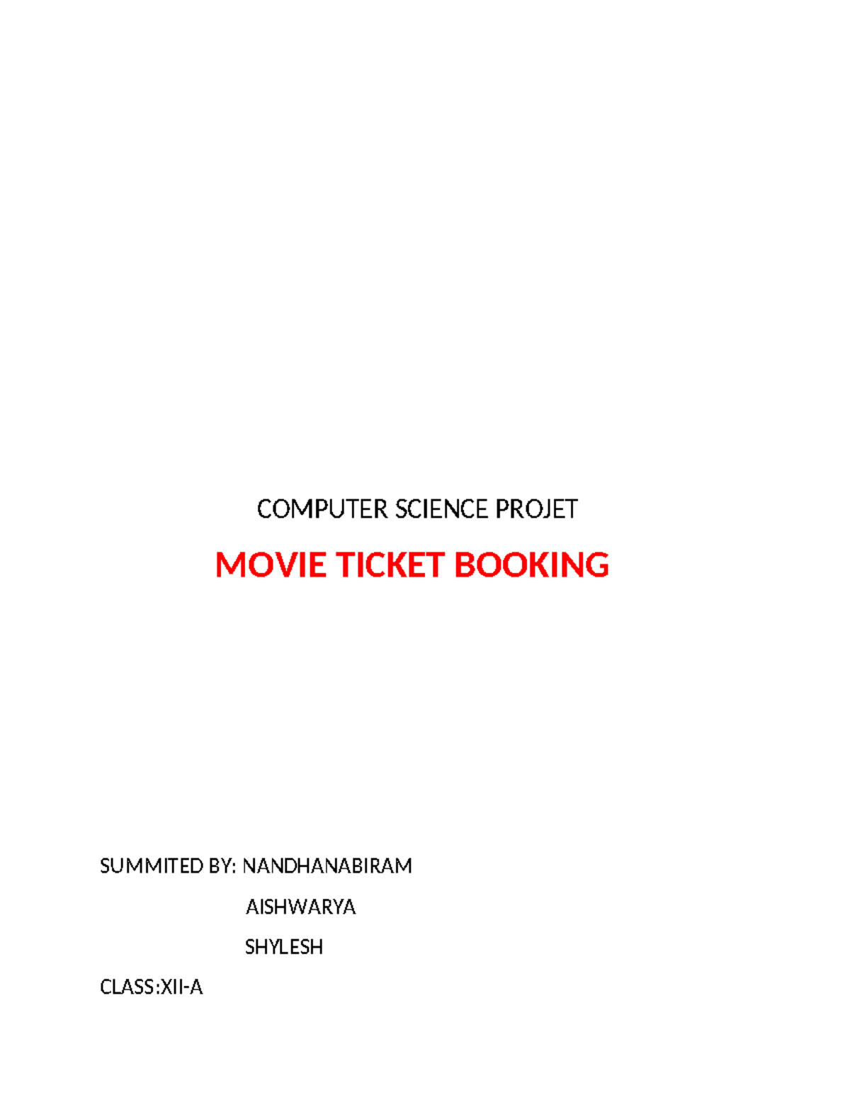 CS1 - Movie Ticket Booking Project: Python & SQL Implementation - Studocu
